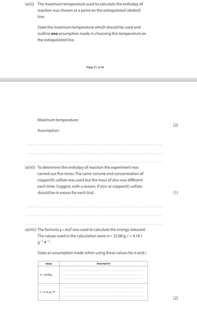 Solved (a(ii)) ﻿The maximum temperature used to calculate | Chegg.com