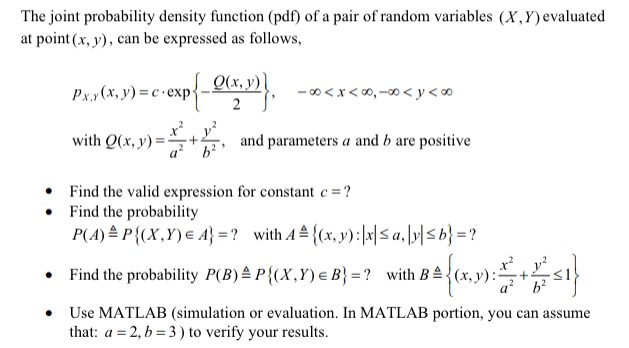 Solved The joint probability density function (pdf) of a | Chegg.com