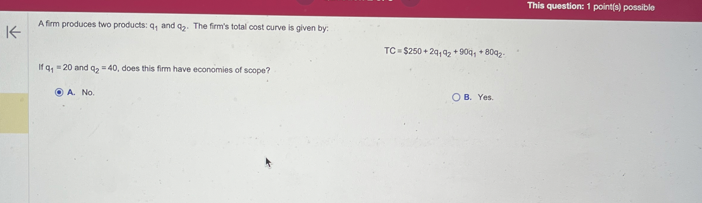 Solved This question: 1 ﻿point(s) ﻿possibleA firm produces | Chegg.com