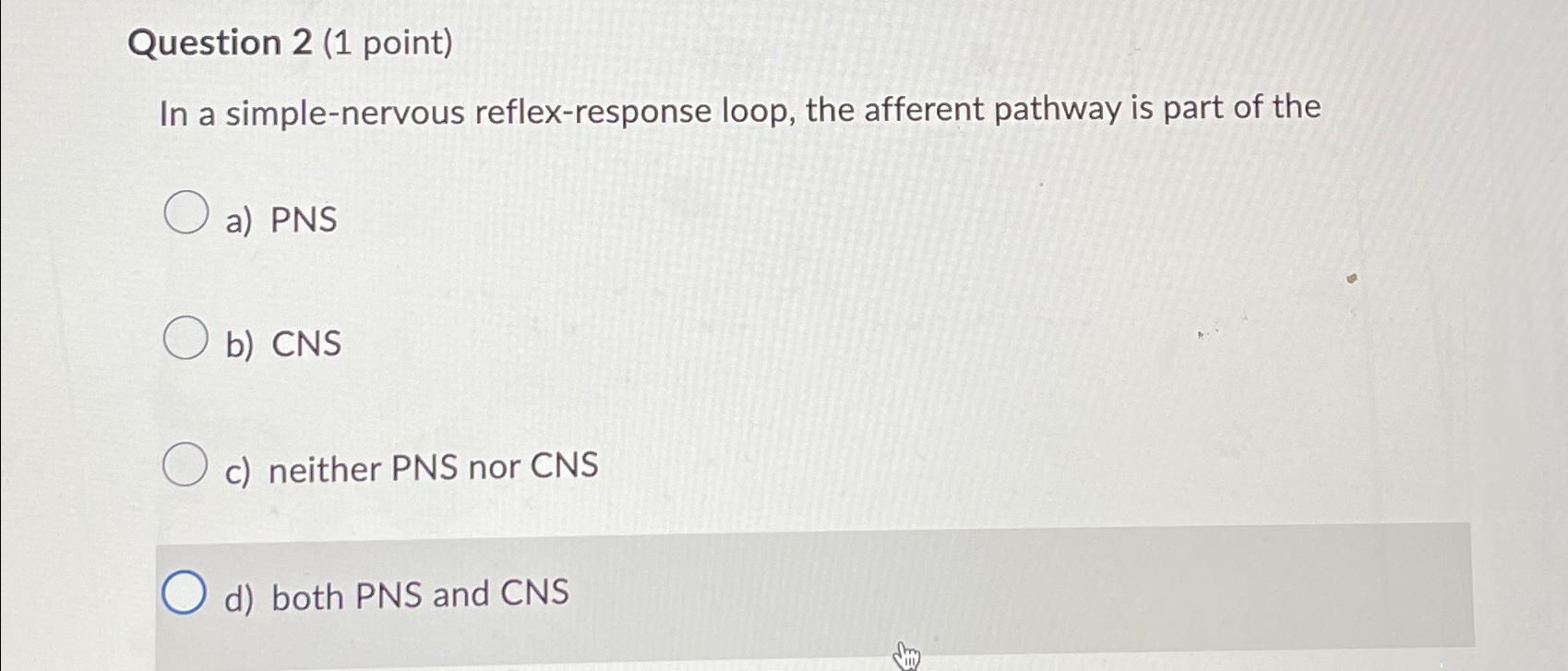 Solved Question 2 (1 ﻿point)In a simple-nervous | Chegg.com
