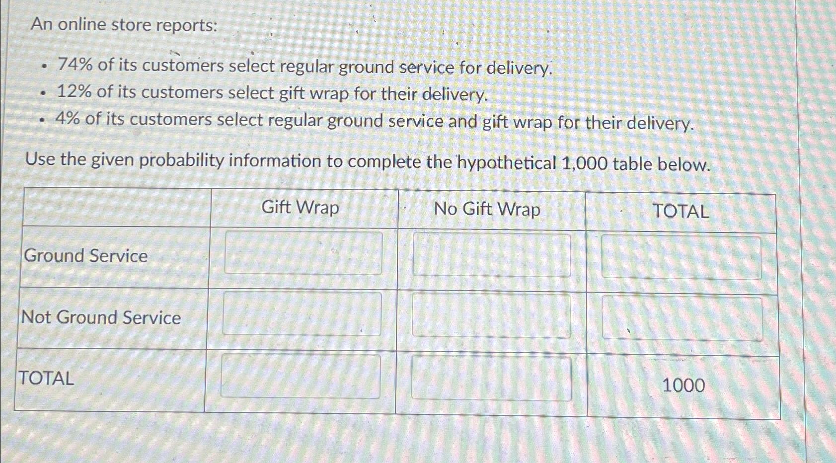 Solved An online store reports:74% ﻿of its customers select | Chegg.com