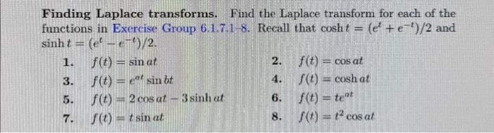 Solved Finding Laplace transforms. Find the Laplace | Chegg.com