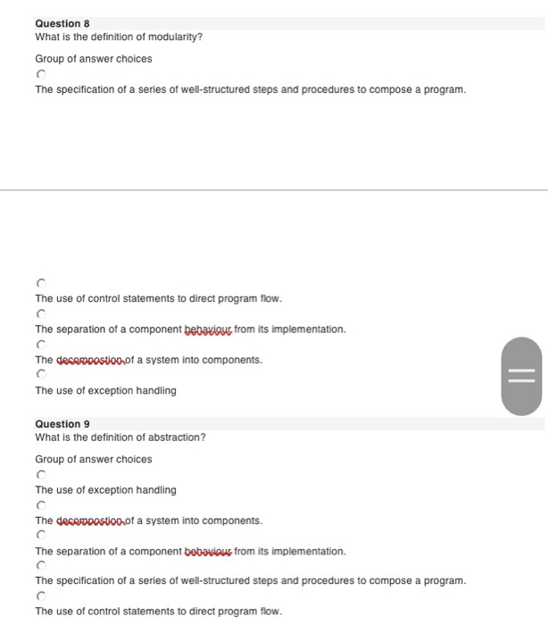 Solved Question 8 What is the definition of modularity? | Chegg.com