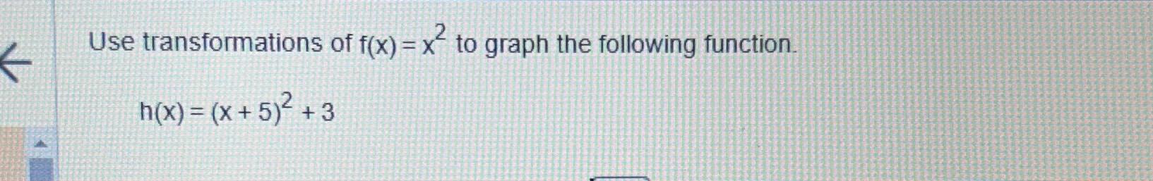 Solved Use transformations of f(x)=x2 ﻿to graph the | Chegg.com