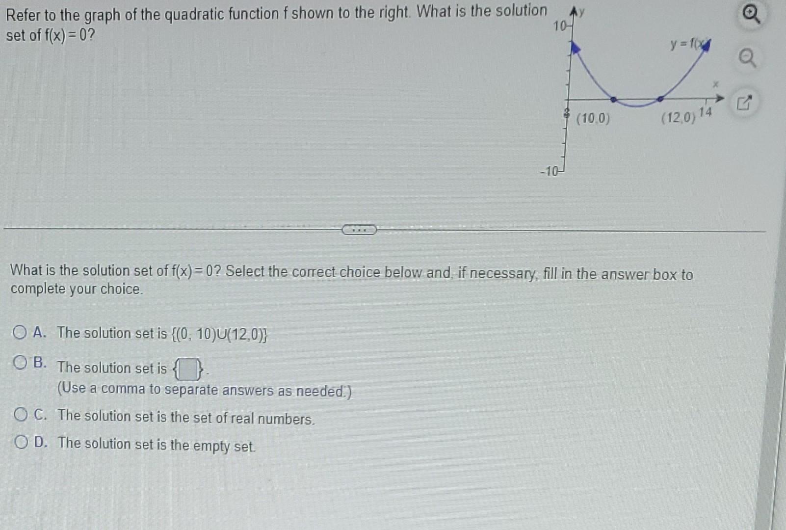 Solved Refer to the graph of the quadratic function f shown | Chegg.com