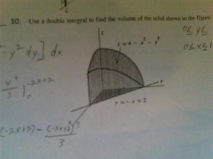 Solved Use a double integral to find the volume of the solid | Chegg.com