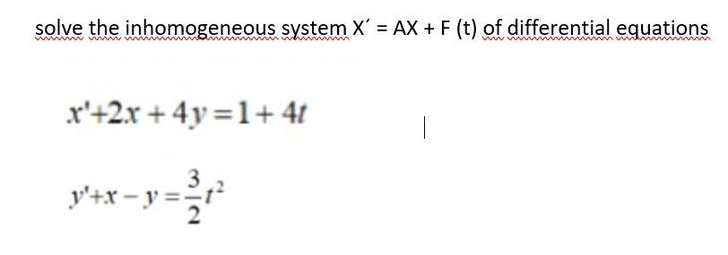 Solved solve the inhomogeneous system X' = AX +F (t) of | Chegg.com