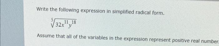 Solved Write the following expression in simplified radical | Chegg.com
