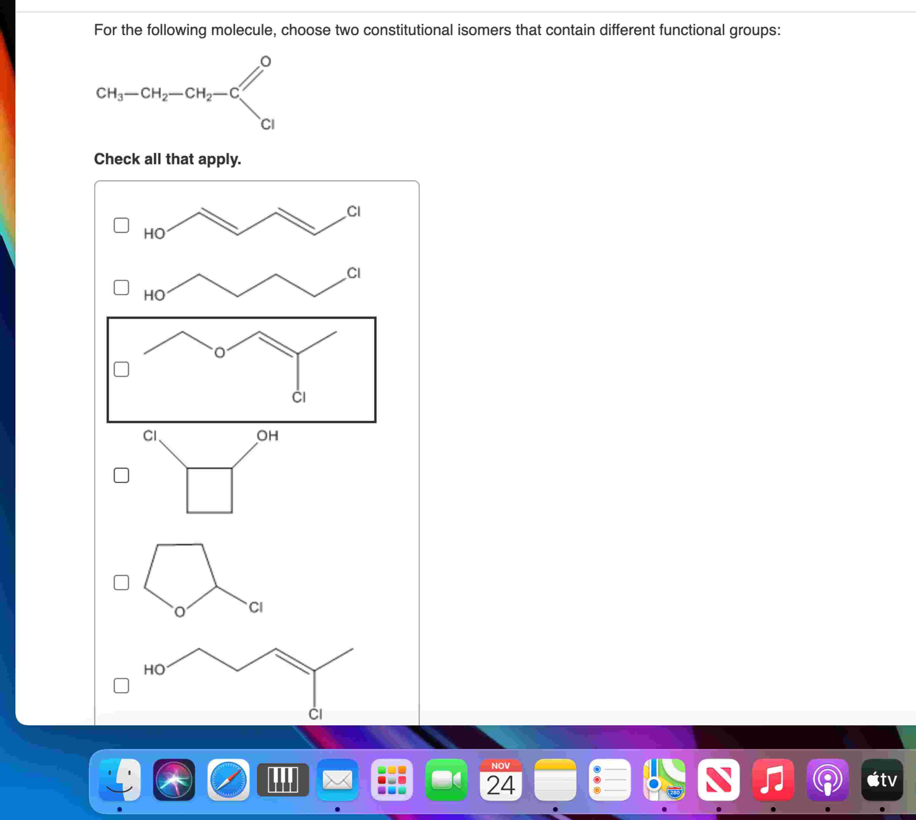 Solved For the following molecule, choose two constitutional | Chegg.com