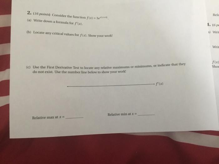 Solved Rel. 2. (16 points Consider the function f(x) = 3e) | Chegg.com