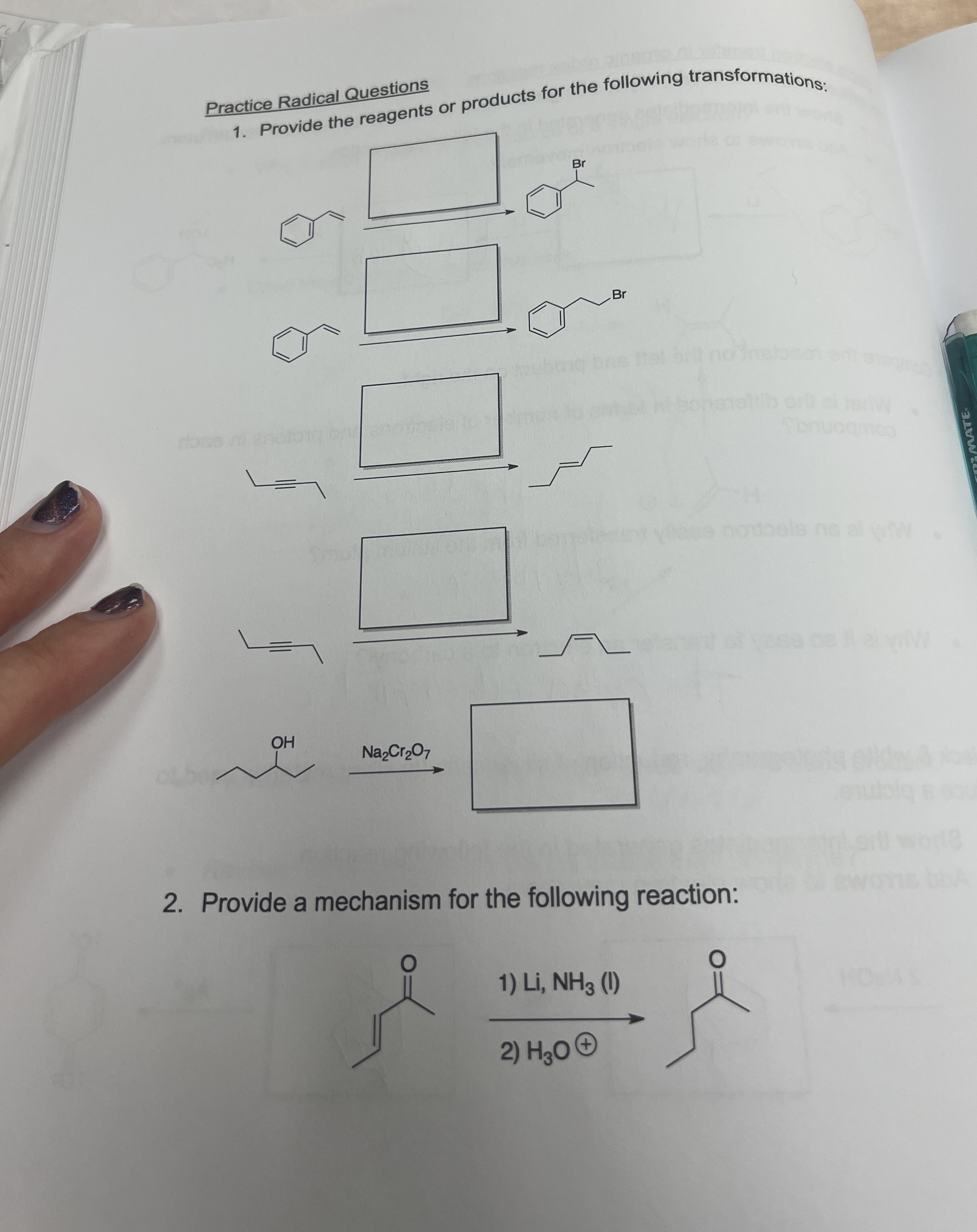 Solved Practice Radical QuestionsProvide the reagents or | Chegg.com