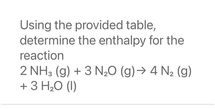 Solved Using the provided table, determine the enthalpy for | Chegg.com