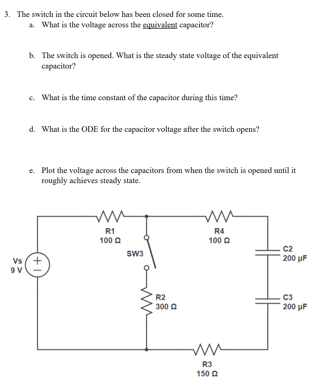 3. ﻿The switch in the circuit below has been closed | Chegg.com