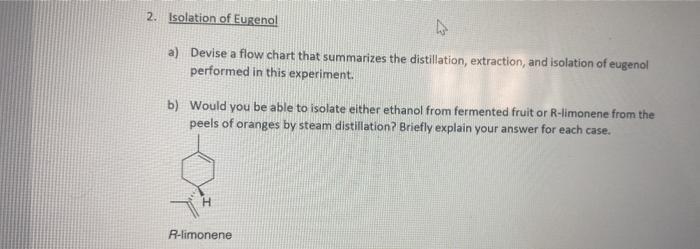 Solved 2. Isolation of Eugenol a) Devise a flow chart that | Chegg.com
