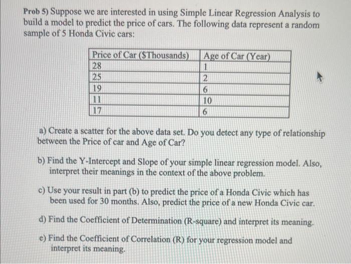 Solved Prob 5) Suppose we are interested in using Simple | Chegg.com