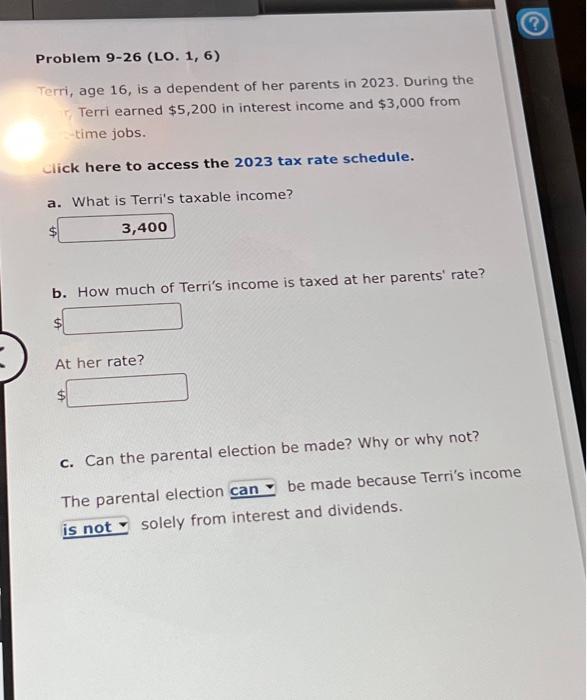 Solved Problem 9-26 (LO. 1, 6) Terri, age 16, is a dependent | Chegg.com