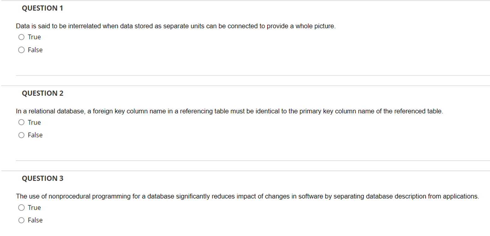 Solved QUESTION 1Data is said to be interrelated when data | Chegg.com