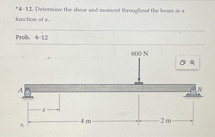 Solved *4-12. Determine the shear and moment throughout the | Chegg.com