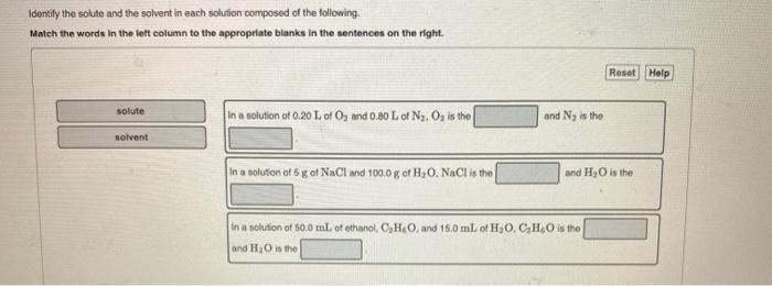 Solved Identify the solute and the solvent in each solution | Chegg.com