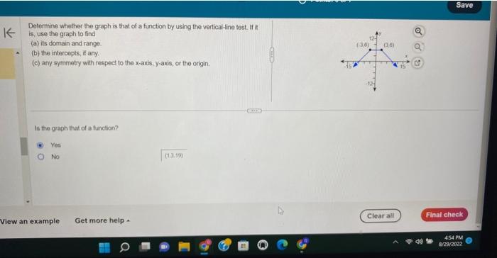 Solved Determine whether the graph is that of a function by | Chegg.com