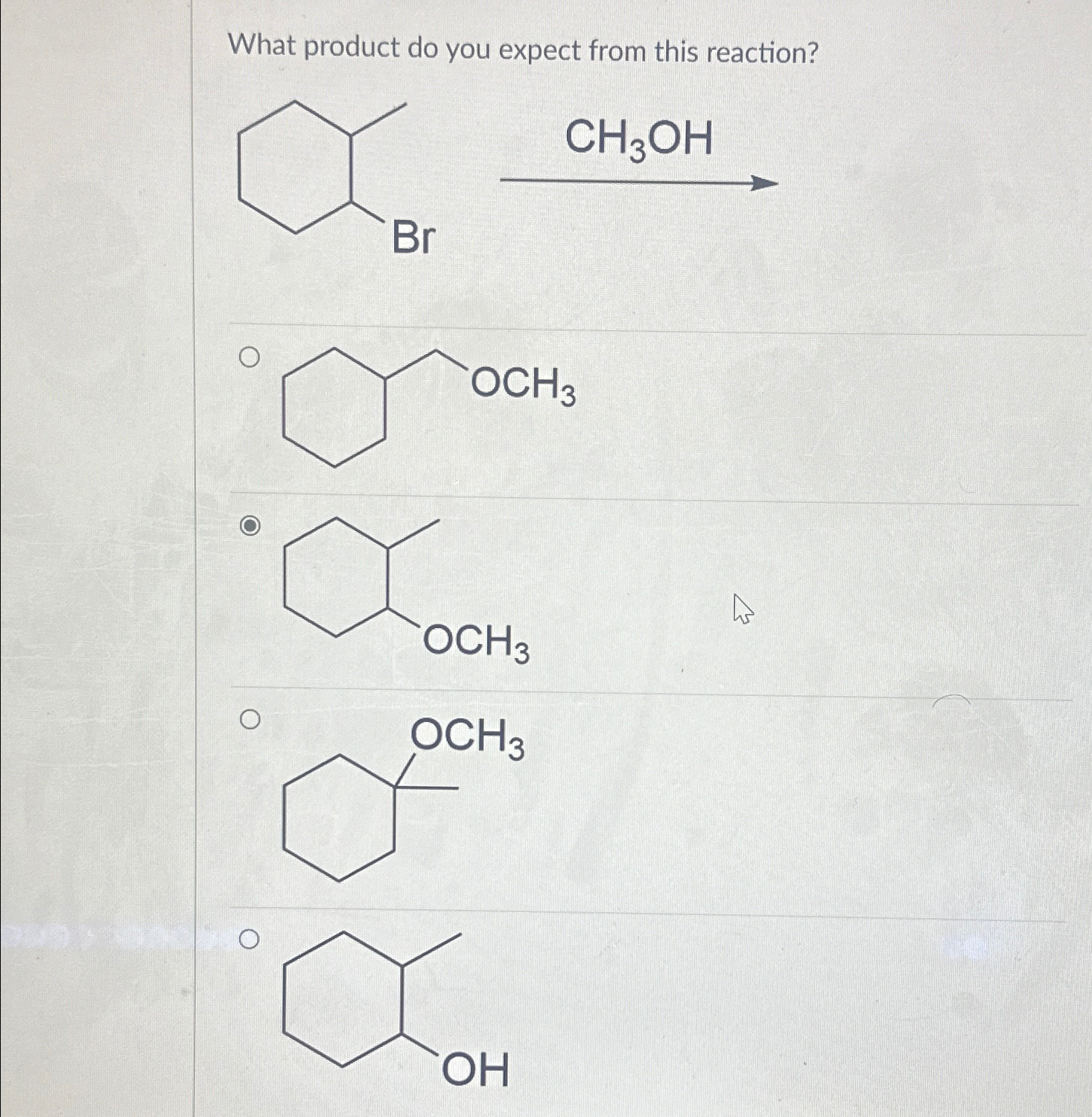 Solved What product do you expect from this reaction?→CH3OH | Chegg.com