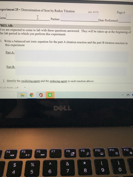 Solved xperiment 25. Determination of Iron by Redox | Chegg.com