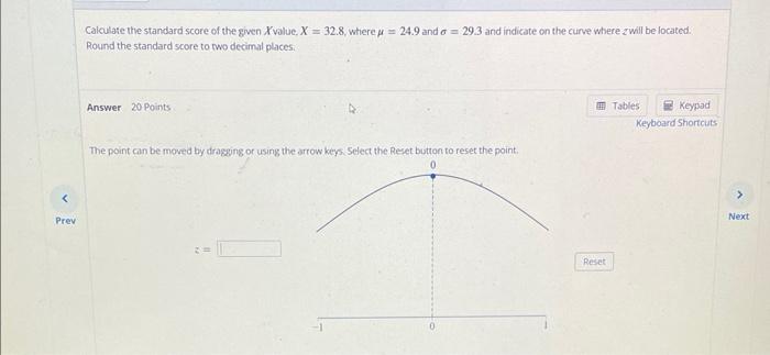 Solved Calculate the standard score of the given X value, | Chegg.com