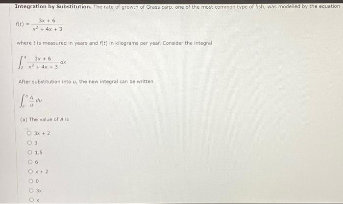 Solved Integration by Substitution. The rate of growth of | Chegg.com
