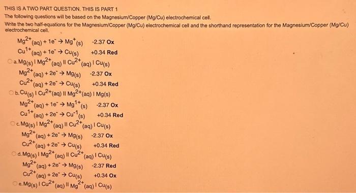 Solved THIS IS A TWO PART QUESTION. THIS IS PART 1 The | Chegg.com