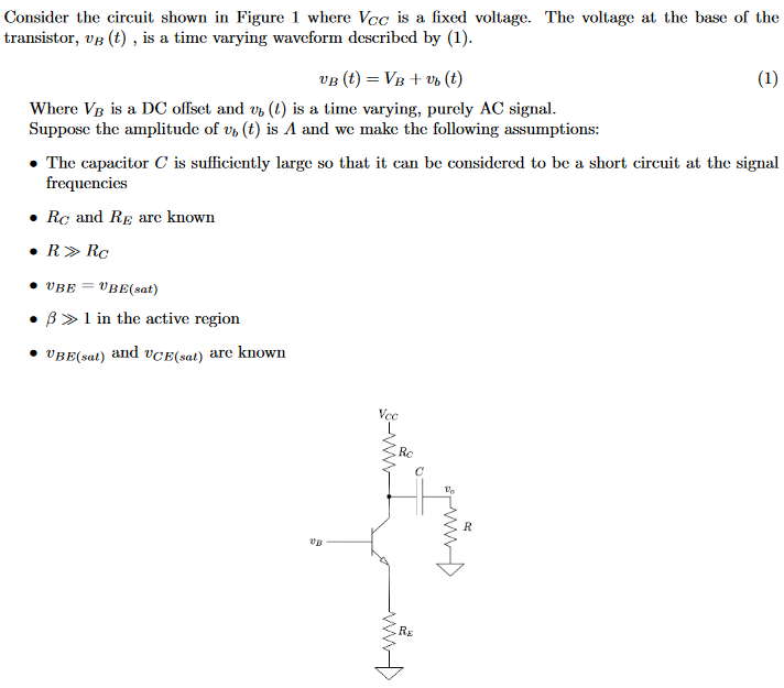 Solved Consider the circuit shown in Figure 1 ﻿where V_(CC) | Chegg.com