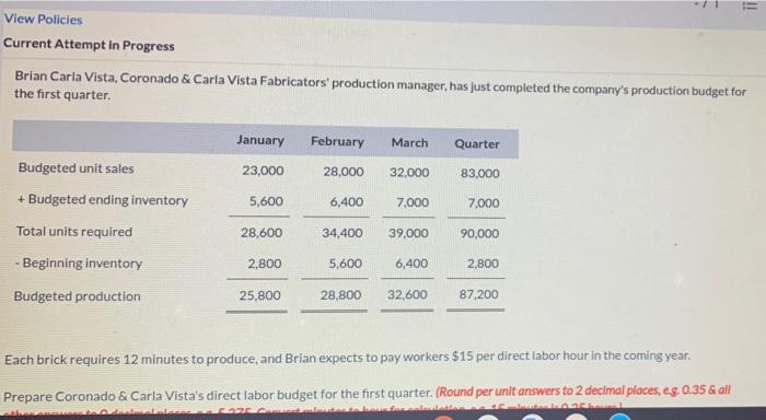 Solved = View Policies Current Attempt in Progress Brian | Chegg.com