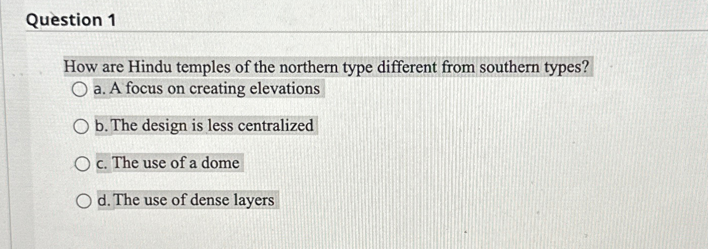 Solved Question 1How are Hindu temples of the northern type | Chegg.com