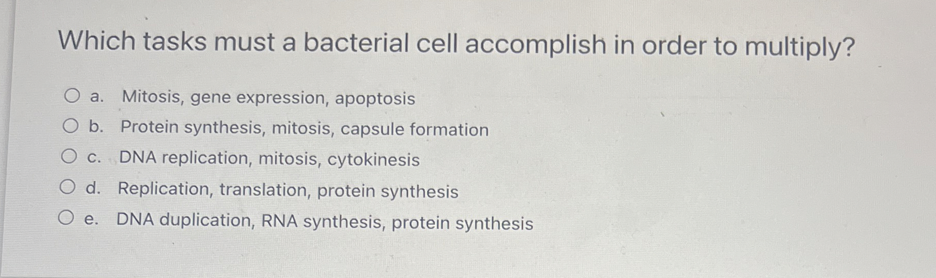 Solved Which tasks must a bacterial cell accomplish in order | Chegg.com