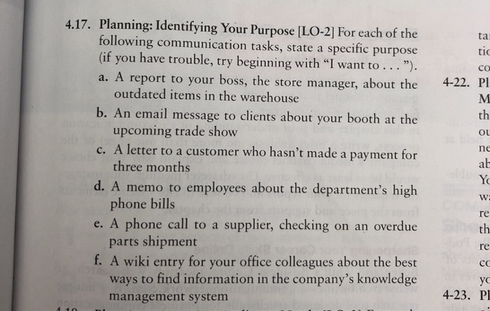 Solved ta 4-22. M 5 4.17. Planning: Identifying Your Purpose | Chegg.com