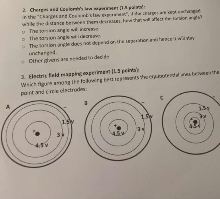 Solved 2. Charges and Coulomb's law experiment ( 1.5 | Chegg.com