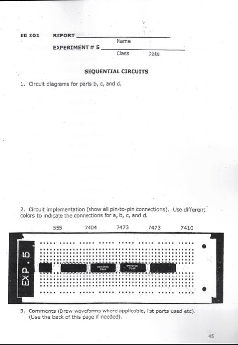 Solved EXPERIMENT #5 SEQUENTIAL CIRCUIT OBJECTIIVE: The | Chegg.com