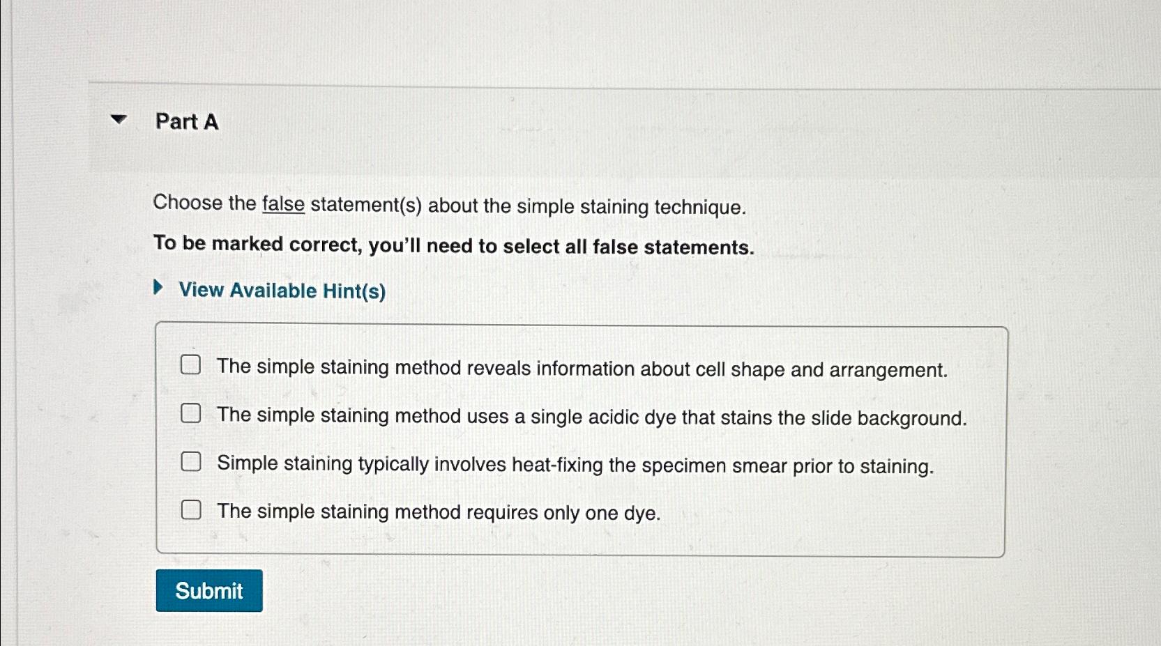 Solved Part AChoose the false statement(s) ﻿about the simple | Chegg.com