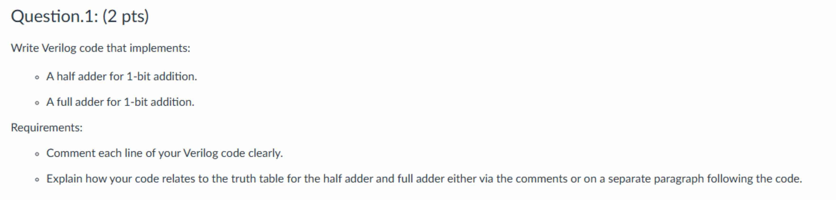 Solved Question.1: (2 ﻿pts) ﻿Write Verilog code that | Chegg.com