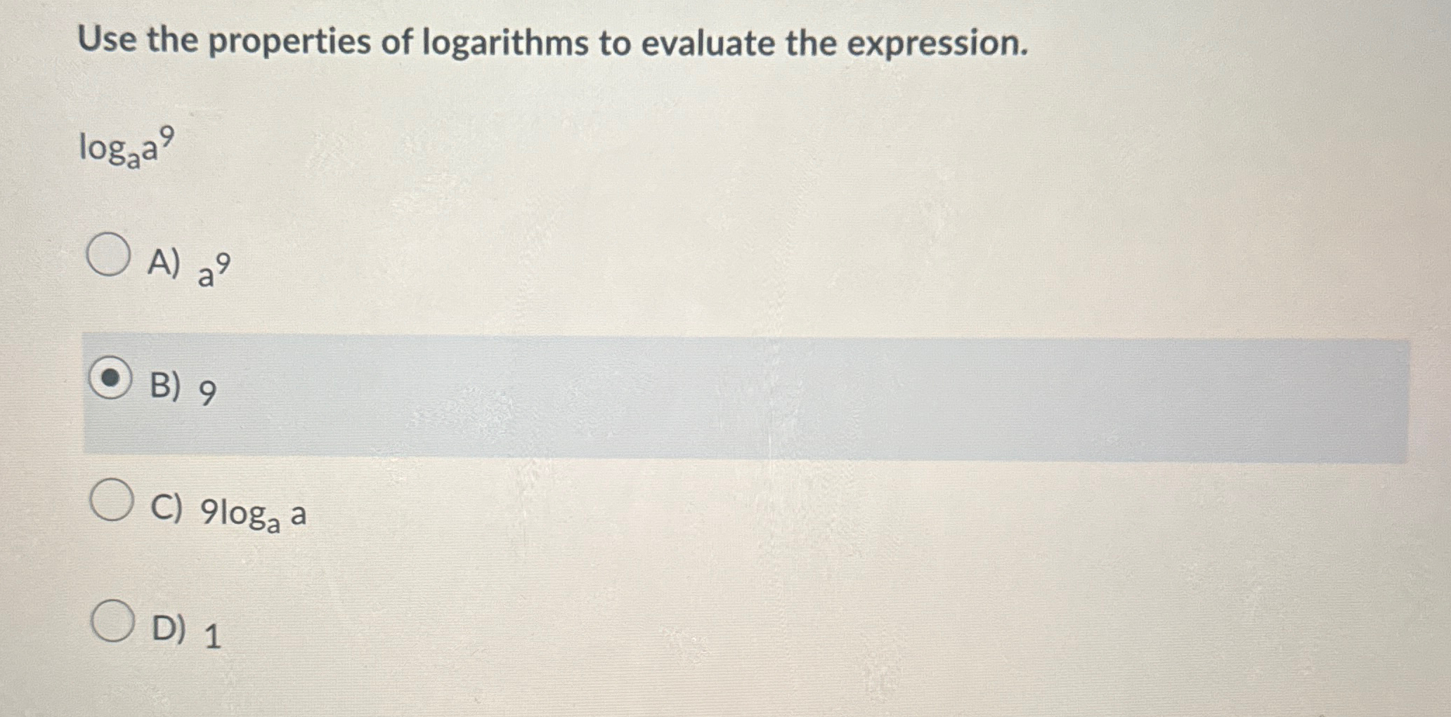 Solved Use the properties of logarithms to evaluate the | Chegg.com