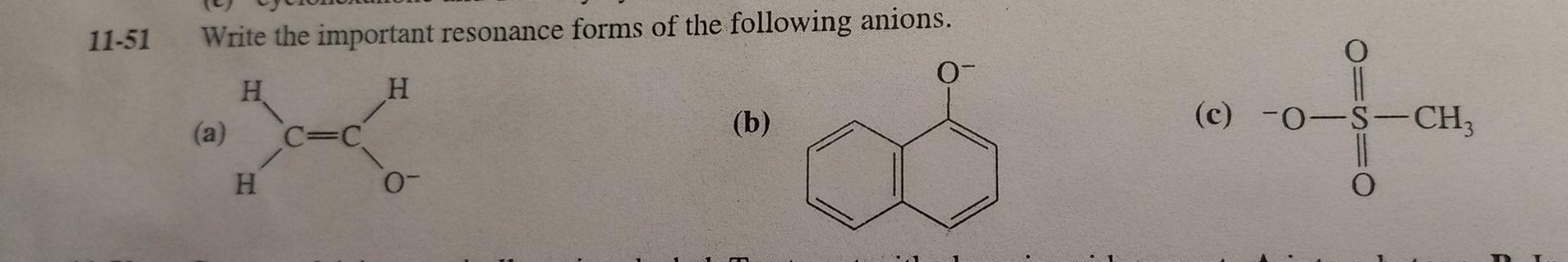 Solved 11-51 Write the important resonance forms of the | Chegg.com