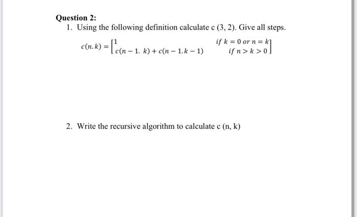 Solved Question 2: 1. Using the following definition | Chegg.com