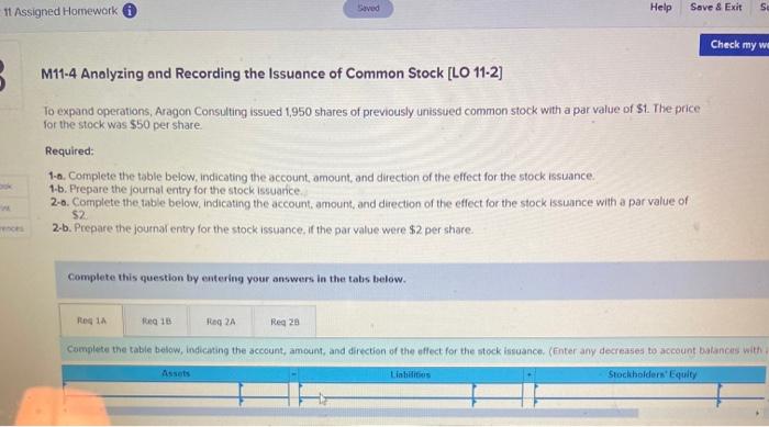 Solved Seved Help 11 Assigned Homework Save & Exit se Check | Chegg.com