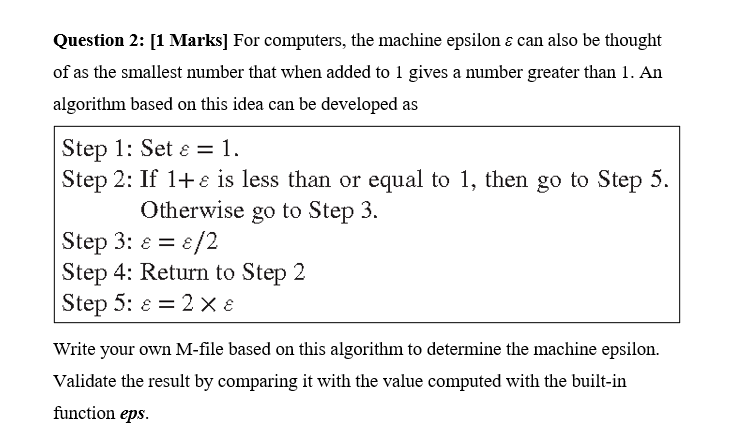 Solved Question 2: [1 ﻿Marks] ﻿For computers, the machine | Chegg.com