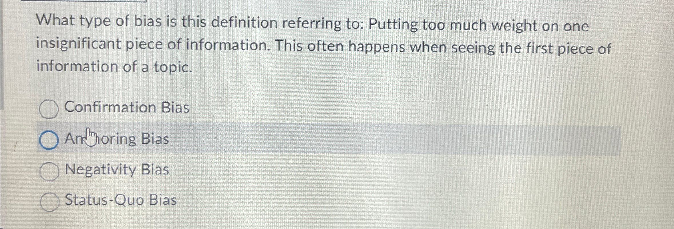 Solved What type of bias is this definition referring to: | Chegg.com