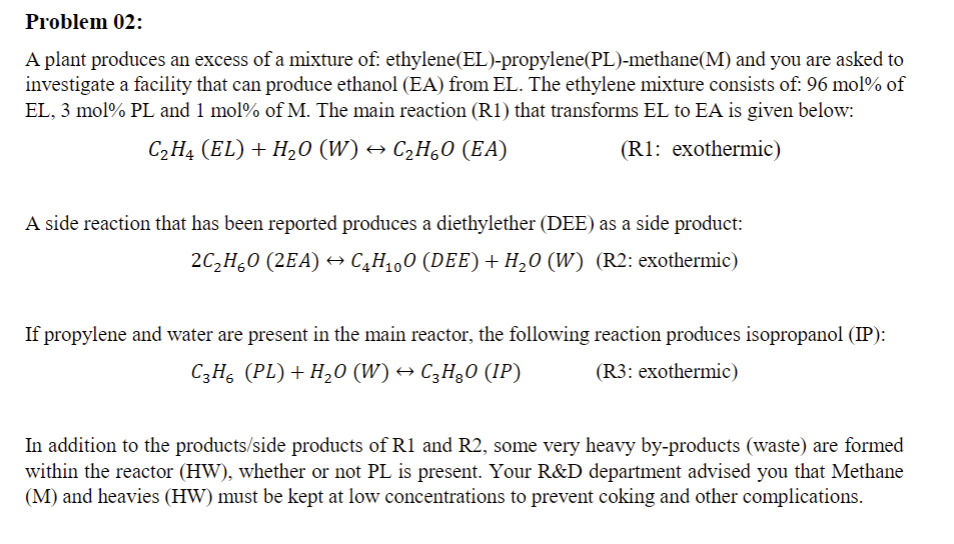 Solved Problem 02:A plant produces an ﻿excess of ﻿a mixture | Chegg.com