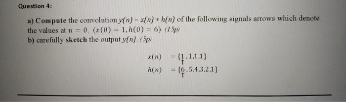 Solved Question 4: a) Compute the convolution y(n) = x(n) * | Chegg.com