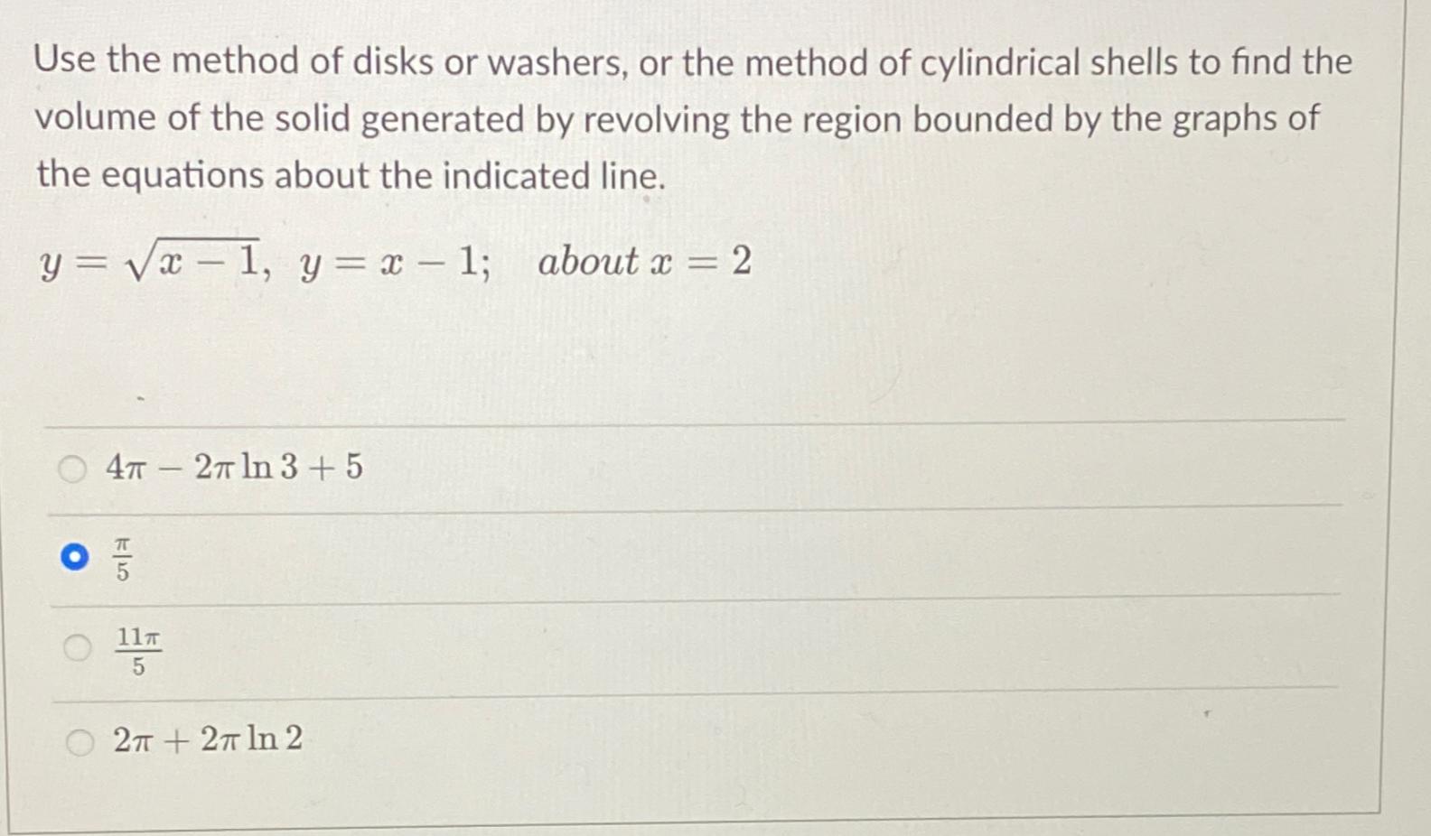 Solved Use the method of disks or washers, or the method of | Chegg.com