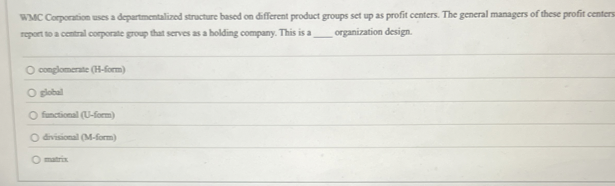 Solved WMC Corporation uses a departmentalized structure | Chegg.com