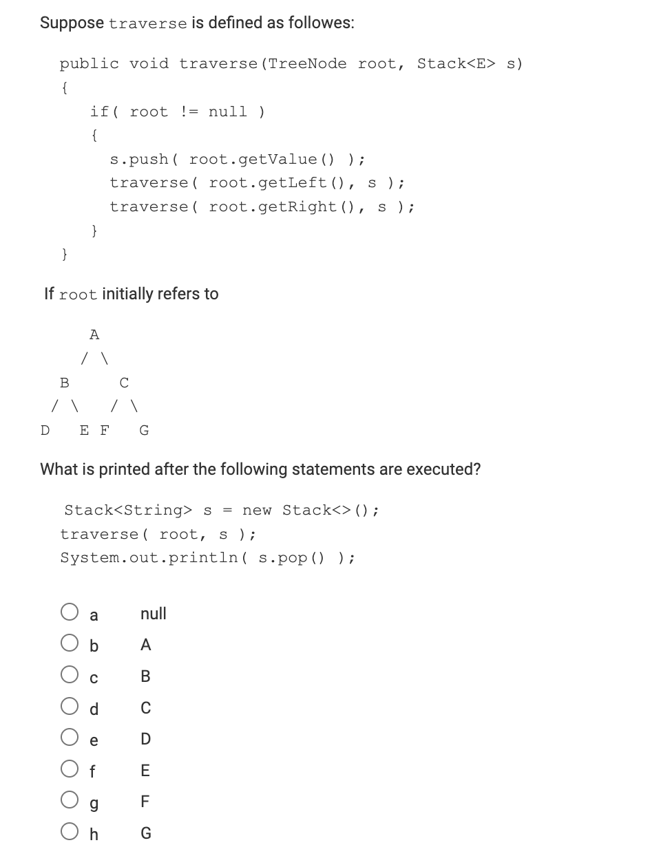 Solved Suppose traverse is defined as followes:public void | Chegg.com