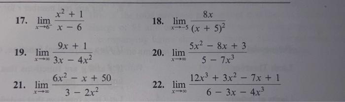 Solved 5. limx→5x−25x−4 6. limx→−1x−47−3x 7. limx→3x+3x2−9 | Chegg.com
